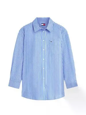 Tommy Hilfiger Vertical Stripe Logo Patch Oversized Shirt