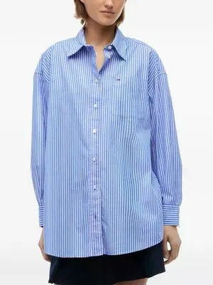 Tommy Hilfiger Vertical Stripe Logo Patch Oversized Shirt