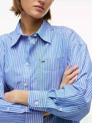 Tommy Hilfiger Vertical Stripe Logo Patch Oversized Shirt