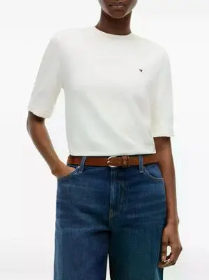 Tommy Hilfiger Embroidered Crew Neck Sweater - White
