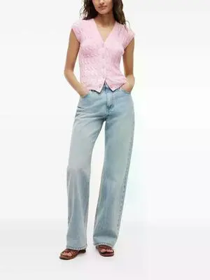 Tommy Hilfiger Sleeveless Cable Knit V-neck Cardigan - Pink