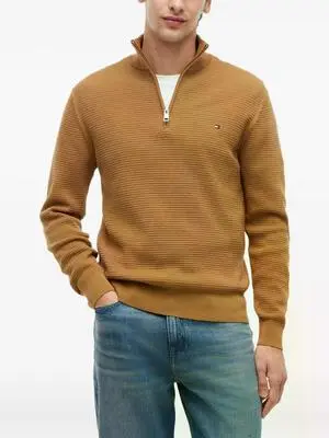 Tommy Hilfiger Textured Quarter-zip Sweater - Brown