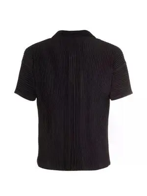 Issey Miyake Pleated Polo Shirt - Black