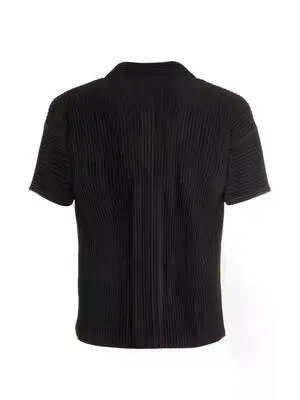 Issey Miyake Pleated Polo Shirt - Black
