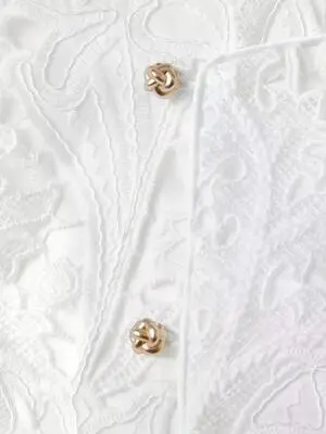 Shanghai Tang Lace-embroidered Mandarin Collar Sleeveless Top - White