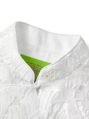 Shanghai Tang Lace-embroidered Mandarin Collar Sleeveless Top - White