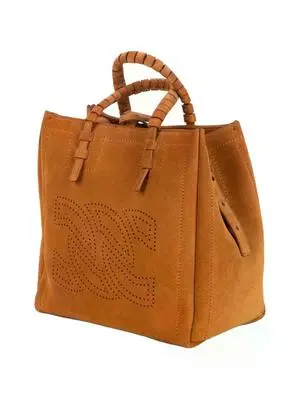 Casadei Perforated Logo Tote Bag - Brown