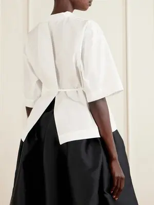 Calvin Klein Lynn Cotton-poplin Wrap Blouse