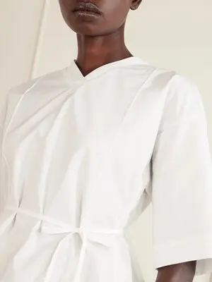 Calvin Klein Lynn Cotton-poplin Wrap Blouse