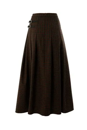 EXQUISE Zayla Checked Midi Skirt