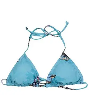 LORDS OF HARLECH Flavia Exotic Floral Teal Bikini Top - Blue