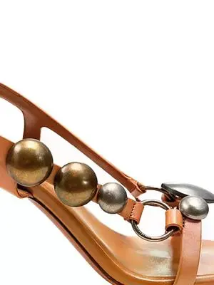 Miu Miu Embellished Leather Sandals
