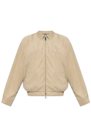 Emporio Armani Embroidered Logo Bomber Jacket - Beige