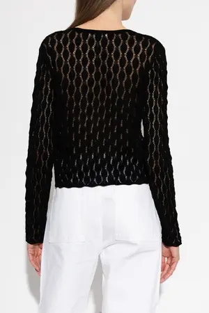 FRAME Openwork Knit Cardigan With Decorative Tie