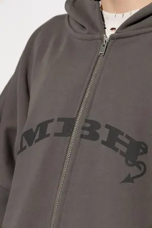 MISBHV Oversized Graphic Print Hoodie - Grey