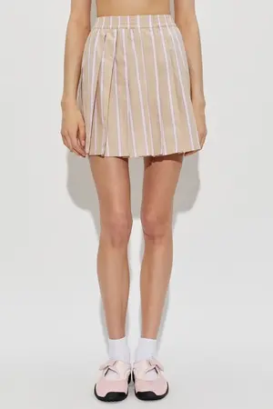 Lacoste Pleated Midi Skirt With Vertical Stripes - Beige