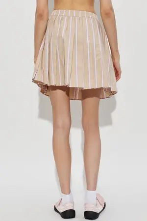 Lacoste Pleated Midi Skirt With Vertical Stripes - Beige