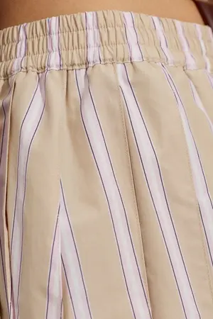 Lacoste Pleated Midi Skirt With Vertical Stripes - Beige