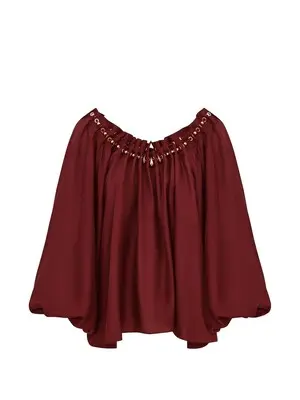 Zimmermann Aster Silk Blouse With Gold-tone Bead Embellishment - Red