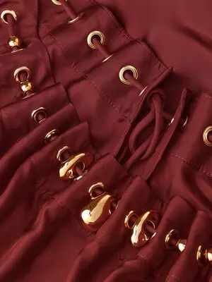 Zimmermann Aster Silk Blouse With Gold-tone Bead Embellishment - Red