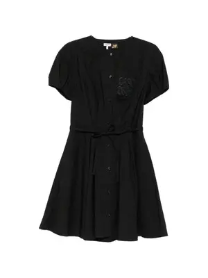 Loewe Cotton Short Dress With Anagram Embroidery