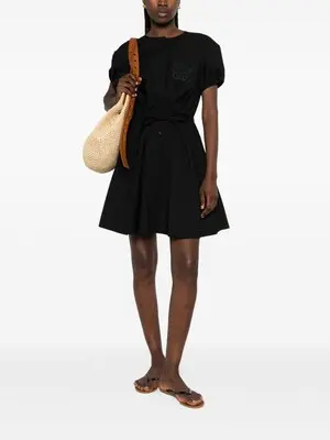 Loewe Cotton Short Dress With Anagram Embroidery