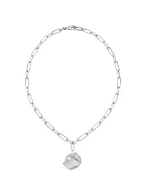 YOJ Hammered Pendant Cable-link Chain Necklace - Silver