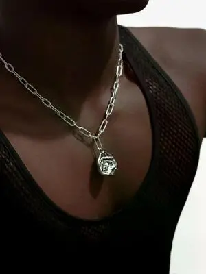 YOJ Hammered Pendant Cable-link Chain Necklace