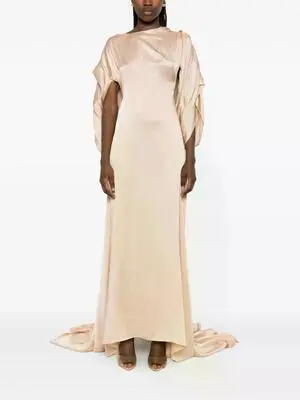 DUNESI Paola Draped-sleeve Gown