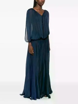 DUNESI Sheer Button-front Silk Dress