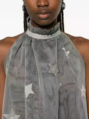 DUNESI Estrella Star-patchwork Ruffled Neck Halterneck Dress