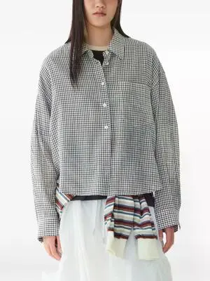 STUDIO TOMBOY Checkered Drawstring Shirt - White