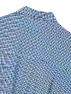 STUDIO TOMBOY Check-pattern Drawstring-hem Shirt - Blue