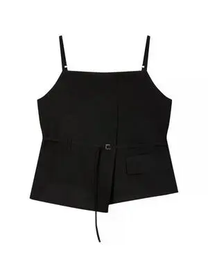 STUDIO TOMBOY Asymmetric Hem Top With Belt - Black