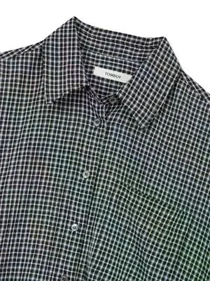 STUDIO TOMBOY Check-pattern Drawstring Shirt - Black