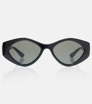 Gucci Interlocking G Crystal-embellished Oval Sunglasses - Black