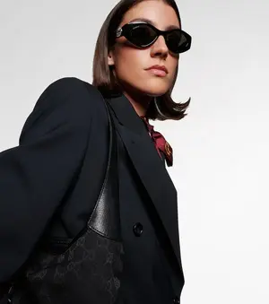 Gucci Interlocking G Crystal-embellished Oval Sunglasses