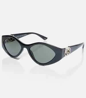 Gucci Interlocking G Crystal-embellished Oval Sunglasses