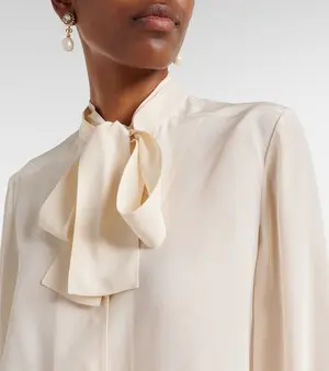 Valentino Garavani Silk Crêpe De Chine Tie-neck Blouse - White
