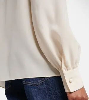 Valentino Garavani Silk Crêpe De Chine Tie-neck Blouse - White