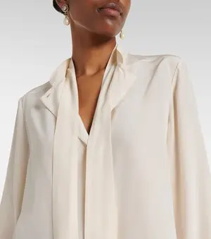 Valentino Garavani Silk Crêpe De Chine Tie-neck Blouse - White