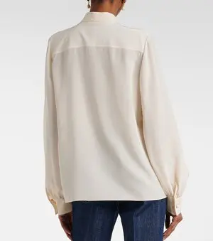 Valentino Garavani Silk Crêpe De Chine Tie-neck Blouse - White