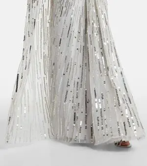 Jenny Packham Embellished Gown With Cape Effect