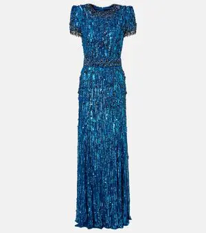 Jenny Packham Embellished Gown - Blue