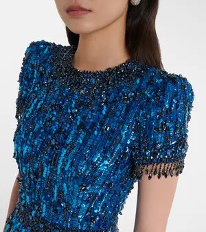 Jenny Packham Embellished Gown - Blue