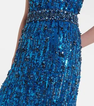 Jenny Packham Embellished Gown - Blue