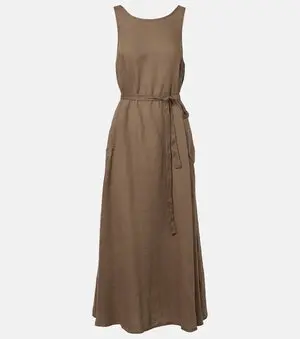 Velvet By Graham & Spencer Linen Midi Dress - Brown