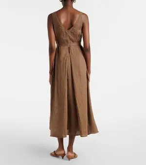Velvet By Graham & Spencer Linen Midi Dress - Brown