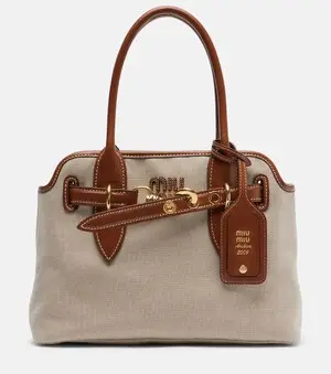 Miu Miu Aventure Small Canvas Tote Bag - Beige