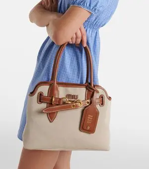 Miu Miu Aventure Small Canvas Tote Bag - Beige